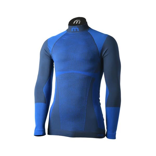 【発売日：2024年10月26日】mico  MAN MOCK NECK SHIRT WARM CONTROL：IN-01851 BLUE　　ミコのテクノロジーを結集して誕生したアンダー　伸縮素材使用で装着感、体温調節、通気性で優れた性能を...