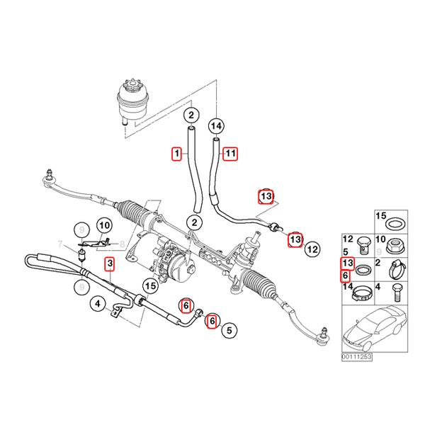 BMW MINI ミニ R52 R53 CooperS パワステホース 3点セット 32416754498 32416781786 ...