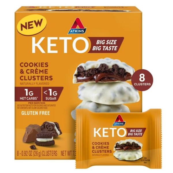 ナッツクラスターをイメージした、ザクザク食感とクリーミーな味わいを楽しめるケト対応スナックです。1食あたり糖質を抑え、ネット炭水化物約1g・砂糖1g未満を目安に設計しており、個包装タイプで外出先のおやつや食後のデザートとして取り入れやすいク...