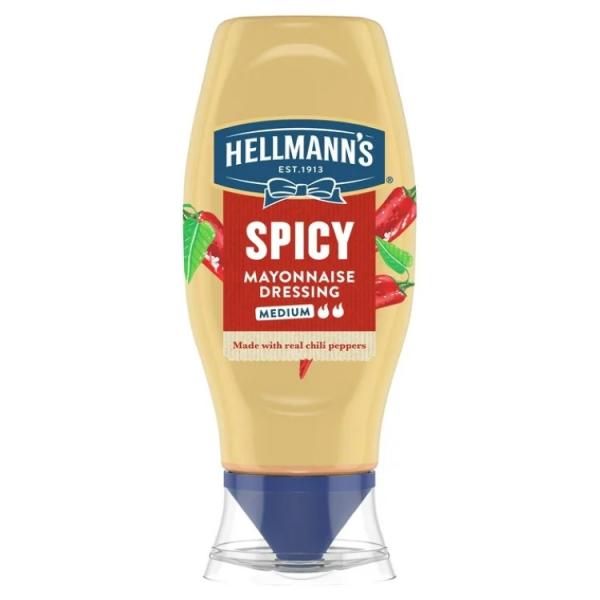 本物のチリペッパー、卵、オイル、ビネガーを使用したスパイシーマヨネーズドレッシング。100％平飼い卵を使用し、責任ある調達の大豆油を採用しています。コレステロールゼロ（1食あたり脂質4g）、人工香料不使用、トランス脂肪ゼロ、飽和脂肪ゼロ。1...