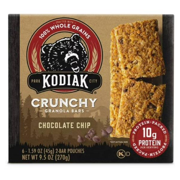 コディアック チョコチップ クランチーグラノーラバーは、全粒穀物100％の生地にセミスイートチョコチップを合わせた、カリッと食感のスナックバーです。1食分あたりたんぱく質10g入りで、朝食の一品や間食にも取り入れやすい仕様。1食分あたり21...