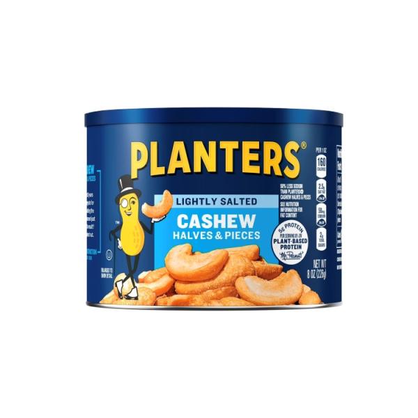 プランターズ ライトソルト カシューナッツ 農園由来のカシューナッツを使用したローストタイプです。シーソルトで軽く味付けし、同社カシューナッツ ハーフ＆ピース製品と比較してナトリウムを50％低減しています。 コーシャ対応。 再封可能なキャニ...