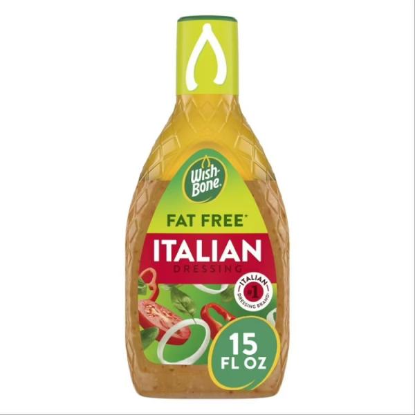 ウィッシュボーン ファットフリー イタリアンドレッシング 443mL 伝統的なイタリアンの味わいをベースにした脂質ゼロタイプで、果糖ブドウ糖液糖・人工香料不使用。サラダやマリネ、フレッシュグリーンに使いやすい一本です。
