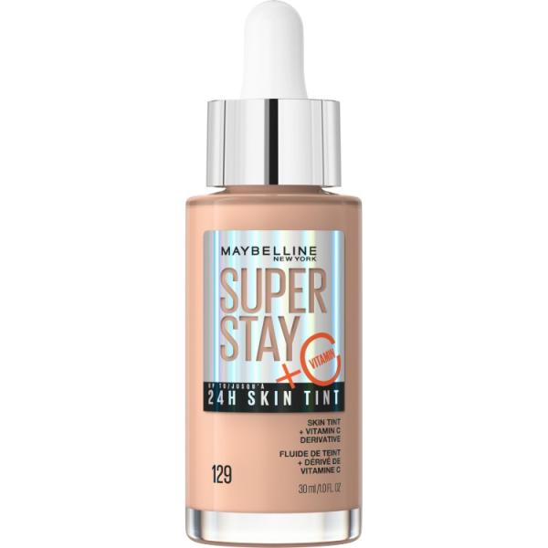 メイベリン スーパー ステイ 最長24時間 スキンティント ビタミンC配合 129 約30mL：ビタミンC配合で、自然なツヤ感のある仕上がりを目指せるスキンティント。素肌のようなライト-ミディアムカバーで、重ね塗りしやすい処方です。全18色...