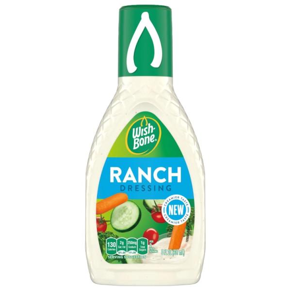 237mLボトル入り。オニオン、ガーリック、ブラックペッパーを使ったクリーミーなランチドレッシング。グルテンフリーで、高果糖コーンシロップ不使用。サラダや野菜、ディップに使えます。