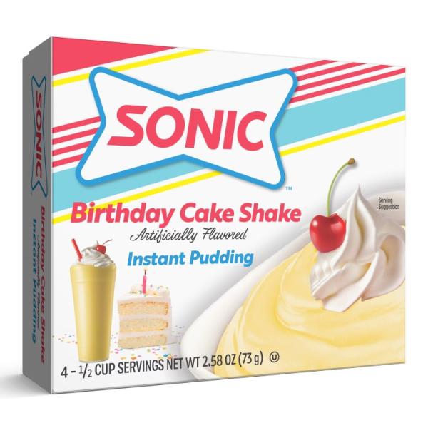 SONIC バースデーケーキシェイク風味のプディングミックスは、バースデーケーキシェイクをイメージした甘く華やかな味わいを楽しめる、インスタントタイプのデザートミックスです。牛乳を加えて混ぜるだけで、手軽になめらかなプディングが作れます。冷...