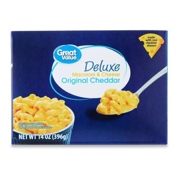濃厚なチェダーチーズの味わいを手軽に楽しめる、グレートバリュー デラックス オリジナル チェダー マカロニ＆チーズです。14オンス入りの箱には、エルボ形状の乾燥マカロニと、なめらかでコクのあるチーズソースがセットされています。作り方は簡単で...