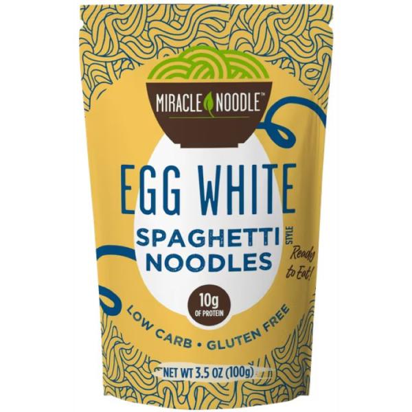 Miracle Noodleのエッグホワイトスパゲティ3.5オンスで、卵白を主原料にした高たんぱく低糖質・グルテンフリー麺です。砂糖やデンプンを使わない自然な低炭水化物麺として、従来のパスタやヌードルの代わりに手軽に使えるレディトゥイート商...