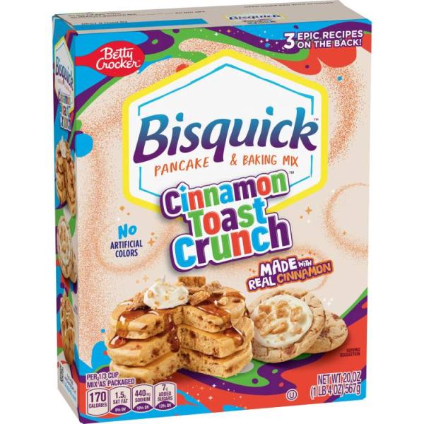 ベティクロッカー ビスクイック シナモントーストクランチ パンケーキ＆ベーキングミックスは、シナモントーストクランチの味わいを楽しめるパンケーキ＆ベーキングミックスです。本物のシナモンを使用し、朝食やブランチ、おやつ作りなど幅広く活用できま...