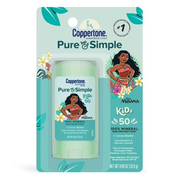 Coppertone ピュア＆シンプル キッズ サンスクリーンスティック SPF50 0.49oz（約14g）小児科医推奨No.1ブランド。低刺激・低アレルギー性でPABA・着色料・オキシベンゾン不使用。耳や鼻、顔などの部分使いに便利なステ...