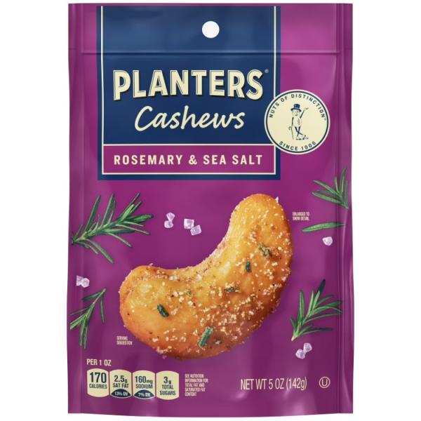 プランターズ カシューナッツ ローズマリー＆シーソルト 142g ローズマリーとシーソルトで味付けしたローストカシューナッツです。香り豊かなハーブの風味と、カリッとした食感が楽しめます。 1オンス（約28g）あたり植物性たんぱく質5g、17...
