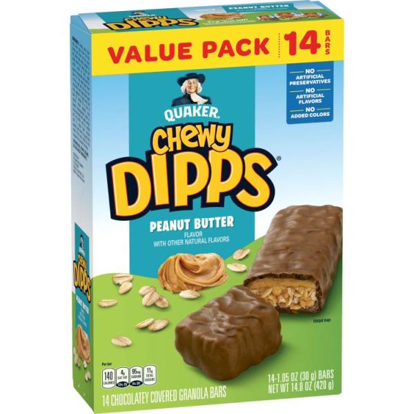 クエーカーのグラノーラを使用し、チョコチップを加えたピーナッツバター風味のグラノーラバーです。キャンディバーの代わりのおやつとしても選びやすい味わいで、外出先での間食や小腹満たしに便利。人工保存料・人工香料不使用、着色料も加えていません。常...