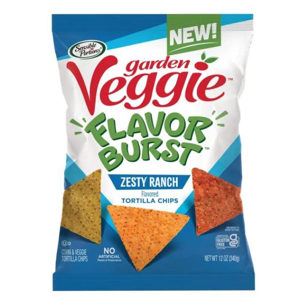 センシブルポーションズのガーデンベジ フレーバーバースト トルティーヤチップスは、コーンと色とりどりの野菜をブレンドし、クセになるゼスティランチ風味で仕上げた一品。グリーン・オレンジ・レッドの鮮やかなチップスは、見た目も楽しく、ひと口ごとに...