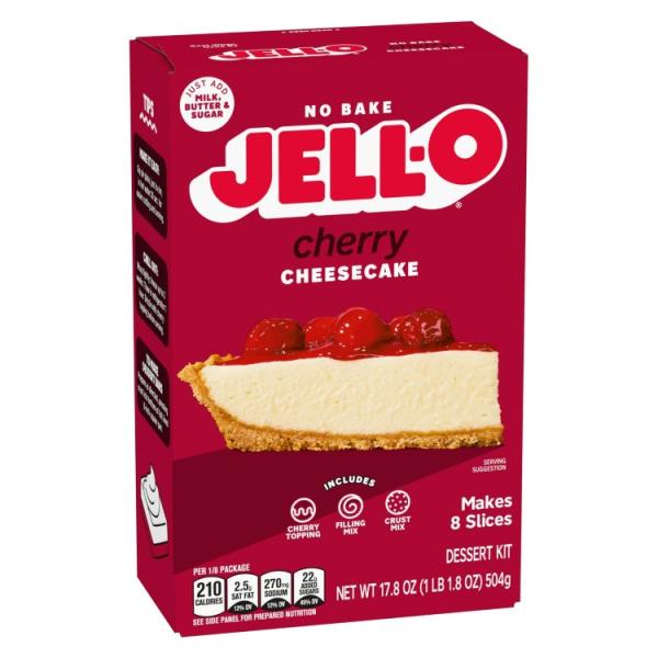 チェリーソース付きのノーベイクチーズケーキデザートキットです。ハニーグラハムクラッカーのクラストに、なめらかなチーズケーキフィリングとチェリートッピングを組み合わせた仕上がりが楽しめます。オーブン不要で、牛乳 バター 砂糖を加えるだけで手軽...
