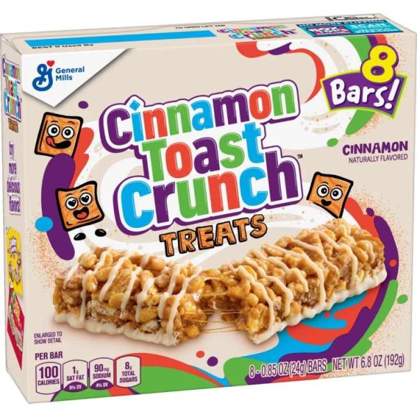 シナモントーストクランチ トリートバーは、シリアルスクエアにシナモンシュガー風味を合わせ、アイシングとクリーミーな底面コーティングで仕上げたスナックバーです。サクサク食感と甘い風味が楽しめて、甘いものが欲しい時のおやつにも取り入れやすい味わ...