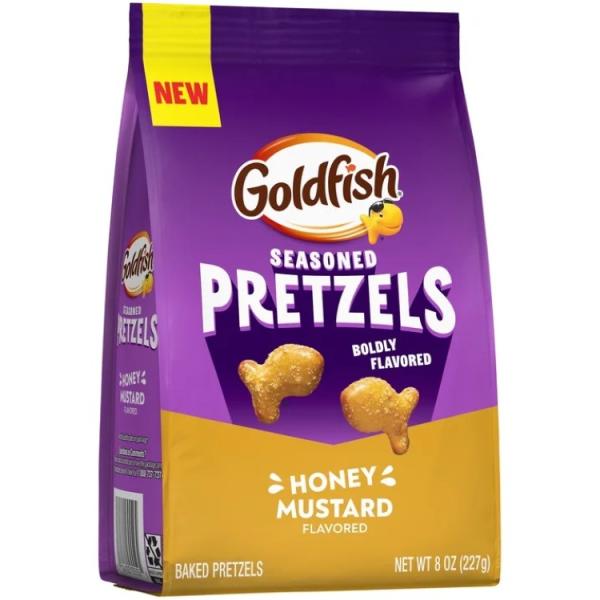 ゴールドフィッシュ ハニーマスタード味のシーズニングプレッツェル、8オンス入り1袋です。 はちみつのやさしい甘さとマスタードの風味が、クラシックなプレッツェルの味わいと組み合わさった、しっかりとした味付けが特長です。 軽くてカリッとした食感...