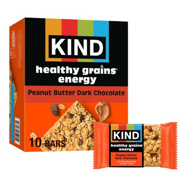 KIND ピーナッツバター＆ダークチョコレート ヘルシーグレインズ エナジーバーは、クリーミーなピーナッツバターにチョコチャンクを合わせ、オーツ、ミレット、そば、アマランサス、キヌアの5種の穀物をブレンドしたスナックバーです。1食分あたり全...
