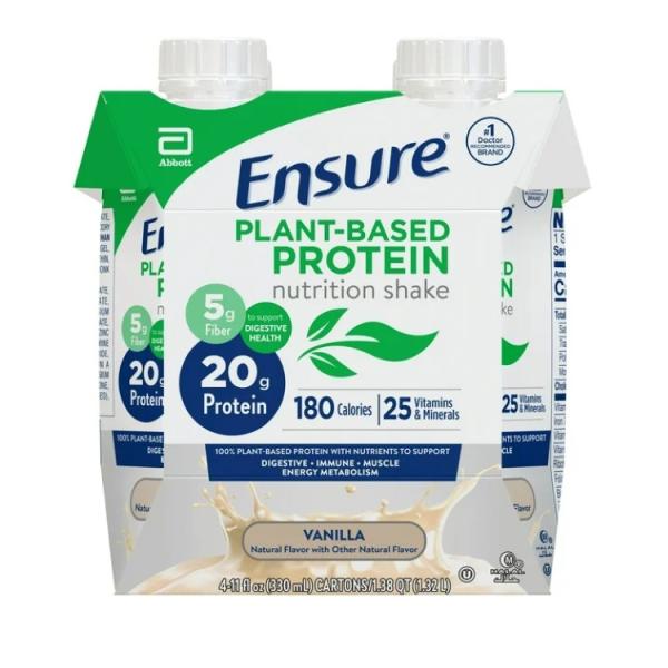 エンシュア プラントベース プロテイン シェイク バニラは、植物由来のたんぱく質を使用した栄養補助ドリンクです。1本あたり植物性プロテイン20gと食物繊維5gを含み、日常の栄養補給に取り入れやすい設計となっています。たんぱく質はそら豆とえん...