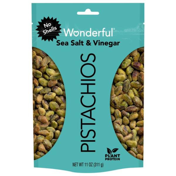カリフォルニア産のピスタチオを使用した、シーソルト＆ビネガー味のローストピスタチオ（殻なし）です。爽やかな酸味と塩味が絶妙にマッチし、クセになる味わいが楽しめます。ワンダフルピスタチオは、カリフォルニアにある75,000エーカー以上の自社農...