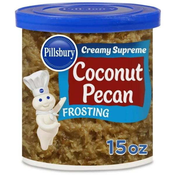 ピルズベリー クリーミー シュプリーム ココナッツピーカン フロスティングは、濃厚でコクのある味わいと、塗りやすいテクスチャーが特長のフロスティングです。ココナッツのやさしい甘さと、ピーカンナッツの香ばしい食感が合わさり、ケーキやカップケー...