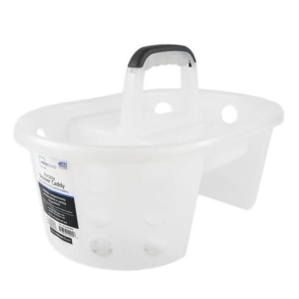 バスルーム用品、オフィス用品、クラフト用品などの収納に最適です。フロスティホワイトの丈夫なプラスチック製。サイズ：約39.4cm（長さ）×約25.4cm（幅）×約24.1cm（高さ）。持ちやすいハンドル付きで、収納用の仕切りが4つあります。...