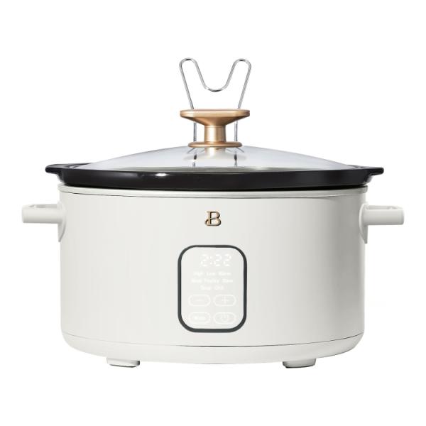 ・大容量約5.7L（6qt）、最大7人分に対応・肉・鶏肉・シチュー・スープ・チリの5つのスロークッキングプリセット搭載・高・低・保温の3段階ヒート設定・サーブ時にカウンタートップを清潔に保つスチール製フタホルダー付き・保温機能は自動でオン・...