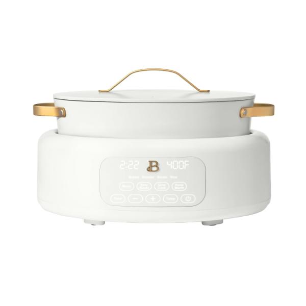 ・容量約5.7L（6qt）、最大7人分に対応・炒め鍋・スキレット・スロークッカー・寸胴鍋・ブレイザー・蒸し器・ダッチオーブン・炊飯器・サービングディッシュ・ウォーミングトレイの10役をこれ1台でこなす万能マルチクッカー・ソテー/炒め・スロー...