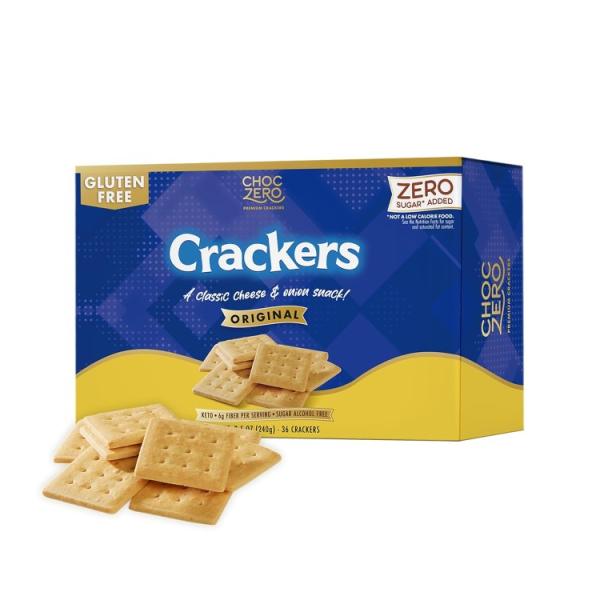 チョクゼロ チーズ＆オニオン ケトクラッカーは、チーズとオニオンの香ばしい風味が楽しめる、サクサク食感のビスケット風クラッカーです。ほんのり甘みを感じるセイボリーな味わいで、そのままスナックとして食べるのはもちろん、チーズやディップ、スープ...