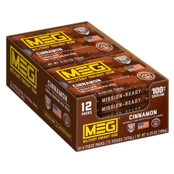 MEG（ミリタリーエナジーガム）シナモンは、1粒あたりカフェイン100mgを配合したカフェイン入りチューインガムです。持ち運びやすく、外出先や運動時などに手軽に取り入れやすいシナモンフレーバーです。 米国で包装されており、米国国防総省（Do...