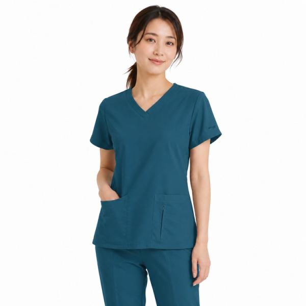 Grey's Anatomy by BarcoのCora 4ポケットトップは、やわらかな肌ざわりと動きやすさを兼ね備えたレディース用スクラブトップです。吸湿性に優れた素材が汗によるムレを軽減し、忙しいシーンでも快適な着心地をキープ。スポーツ...