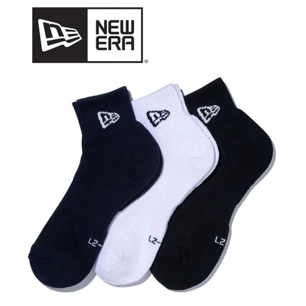 ニューエラフラッグをジャカードで表現した3ペアソックス。くるぶしより上のアンクル丈です。[ブランド名]NEW ERA - ニューエラ 　[商品名]ソックス アンクル 3ペア ブラック/ホワイト/ネイビー[メーカー型番]14518188[カラ...