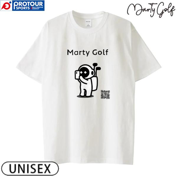 Marty Golf Caddy TQ white(124) / マーティーゴルフ caddyくん ロゴTシャツ ホワイト ユニセックス ゴルフウエア 半袖 シンプル■ Caddy kun ロゴ Tシャツ・肌触りが良く、型くずれしにくいタフ...