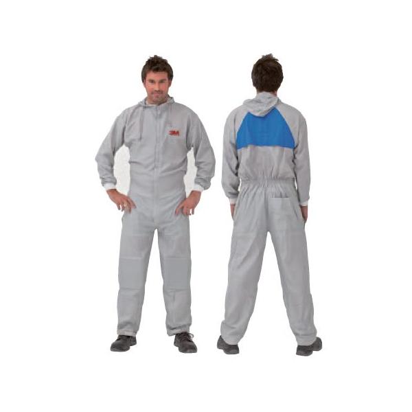 自動車塗装作業に最適の防護服！ポリエステル100％の長繊維を使用した低発じん性の生地に帯電防止処理を施しているため、ほこりの付着軽減に効果があり、作業効率を高めます。洗濯して繰り返し使用できるため使い捨て防護服より経済的です。