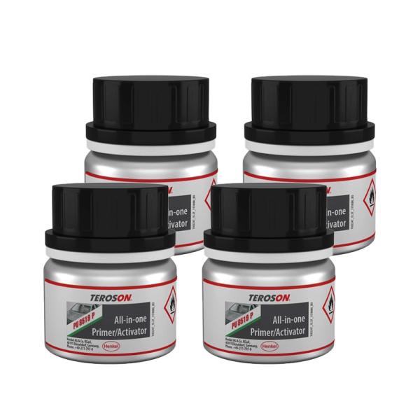 ガラス用接着剤のプライマー・金属部、ガラス面の両方に使用できる・接着剤を紫外線から守る紫外線カットタイプ容量：25ml入数：4個