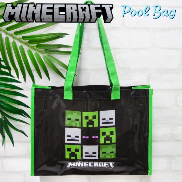 MINECRAFTのトート型プールバッグ。学校のプールの授業に、幼稚園・保育園の水遊びに、夏のお出かけに。シンプルなトート型で、出し入れもカンタン。濡れても、さっと拭き取れば大丈夫。持ち手が長めなので、肩に掛けることもできます。【サイズ】約...