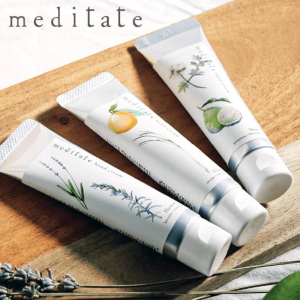■特徴meditate メディテイトmeditate hand creamメディテイト　ハンドクリーム天然保湿成分のマカデミアナッツ油とシアバターを配合したハンドクリームです。使い心地はベタつかずに伸びが良く、アルコール消毒などで荒れた手を...