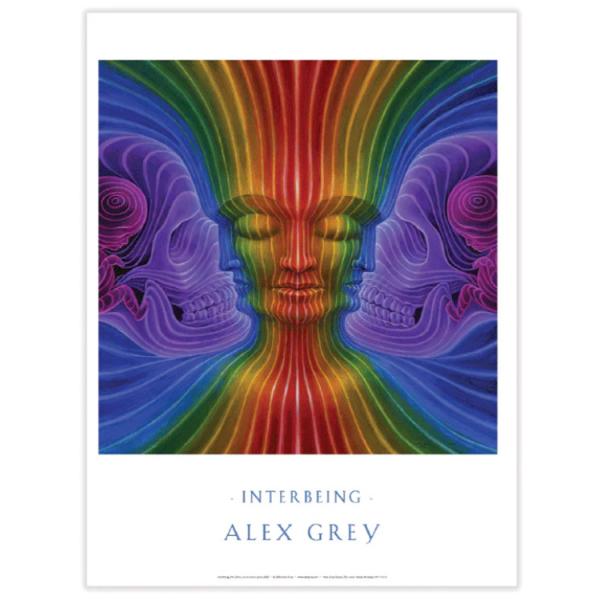 アメリカのヴィジョナリーアーティストALEX GREY(アレックスグレイ)のオフィシャルポスターです。ルビンの壺のような多義図形の手法を使い「直線的な時間」と「永遠」の対比を見事に描き出した作品です。