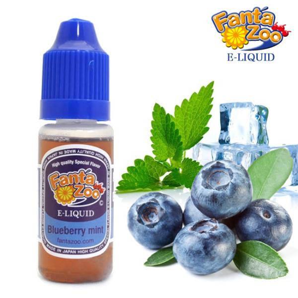 電子タバコ・VAPE用リキッドブランド「FANTA ZOO」の、Blueberry Mint（ブルーベリーミント）です。北海道産天然ミントと天然のフルーツから作られた、甘さ控えめの爽やかなフレーバーです。