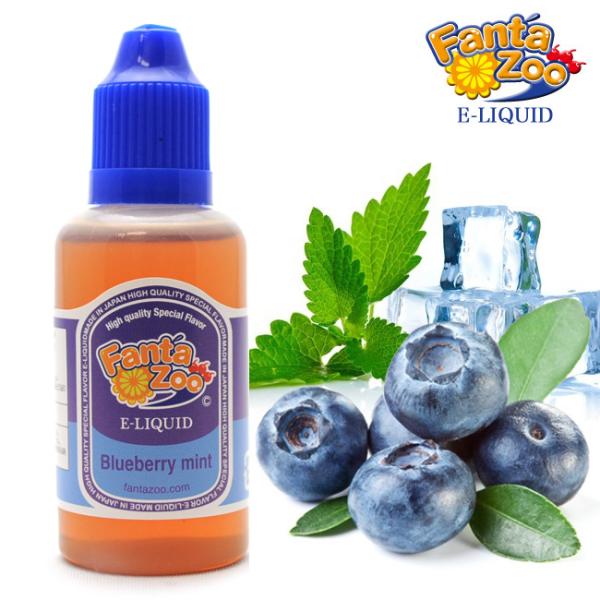 電子タバコ・VAPE用リキッドブランド「FANTA ZOO」の、Blueberry Mint（ブルーベリーミント）です。北海道産天然ミントと天然のフルーツから作られた、甘さ控えめの爽やかなフレーバーです。