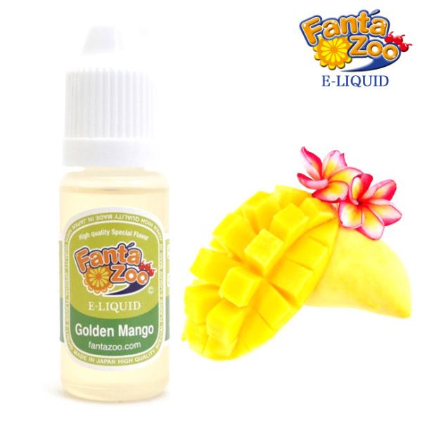 電子タバコ・VAPE用リキッドブランド「FANTA ZOO」の、Golden Mango（ゴールデンマンゴー）です。濃厚でスイートながら後味すっきり、フレッシュマンゴーフレーバー。