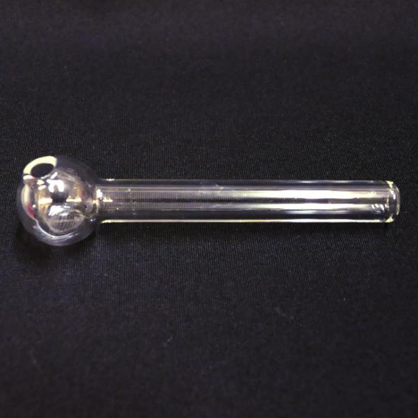 あぶり式ハッカパイプ。耐熱ガラスで割れにくい厚手なタイプです。長さ約10cm〜10.5cm、球径約2.5cm（サイズは一点づつ微妙に異なります）底は平らになっており、転がりにくくなっています。