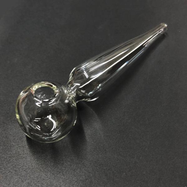 耐熱硬質ガラスを使用したインド製のハッカパイプです。こちらは全長約10cmのSサイズです。薄くて丈夫な最高品質。インドのガラス職人の技術力の高さが感じられます。