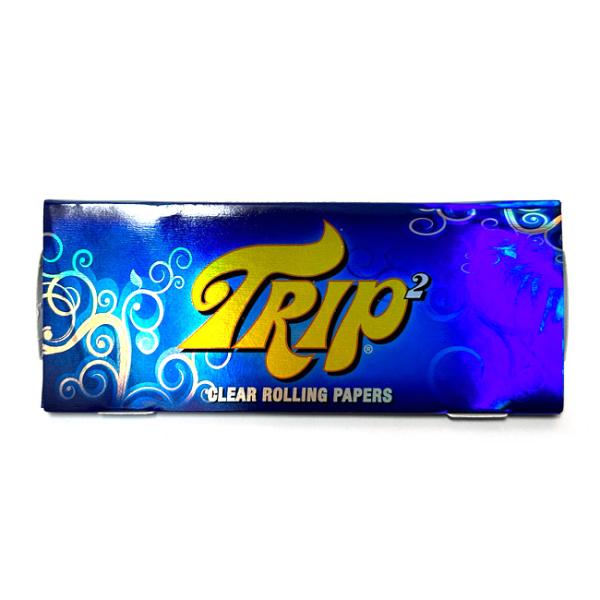 TRIP2の手巻きタバコ用ジョイントペーパーキングサイズ40枚入り。こちらはトウモロコシのセルロースを100％使用した透明なペーパーです。無味無臭でどのペーパーよりもスローバーニング、どこでも濡らせば貼りつくのでノリも使用されていません。有...