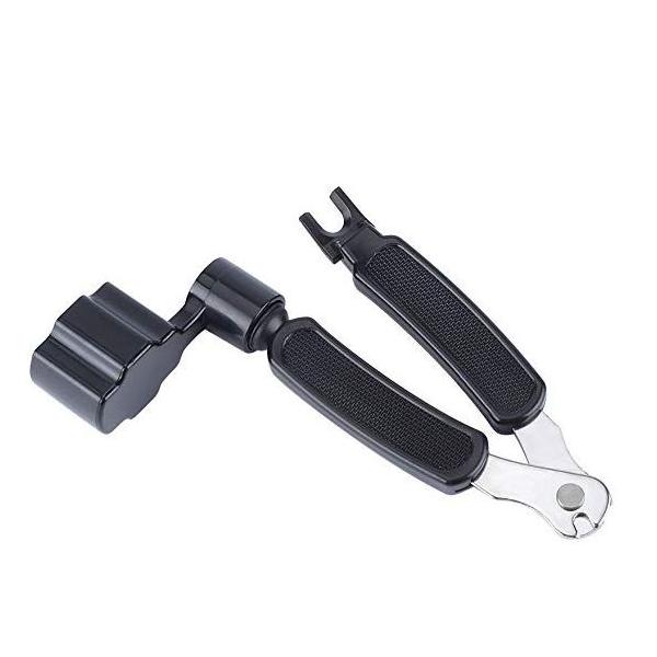 ギターの弦交換に便利なストリングワインダー、ニッパー、ピンプーラーが一つになった便利ツールです。ストリングワインダー：チューニングペグを弦を緩めて締めることができます。ニッパー　　　　　　：弦を切ることができます。ピンプラー　　　　　：アコ...