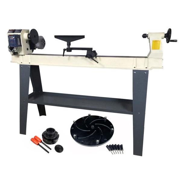 【発売日：2026年03月01日】【ピーウッド 木工旋盤 PWL-1100VDI】●最大加工長さ1100mm、最大加工径356mmが加工できる低価格木工旋盤。●主軸モーター部、ベッド、バイト台、芯押し台ともに鋳鉄製で（スタンド部は鋼製）で頑...