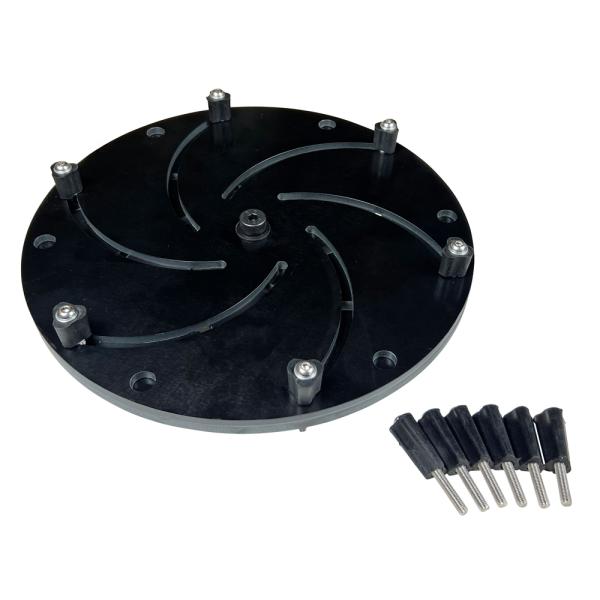 スクロールチャックやインディペンデントチャックでは掴む事のできない大きな材料の把握に使用できます。素早く材料を装着する事が出来ます。外径　300mm適応機種：PWL-450VD/PWL-450VDA/PWL-455/PWL-1100VD/P...