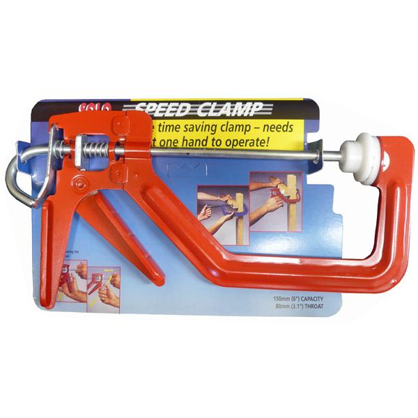 ソロクランプ100と150は「片手で使える」G-クランプとして特許認可されています。便利で理想的なクランプで素早い作業が出来安全です。特に素材との接点（アゴ）に切られた溝で一瞬の内にしっかりと押さつけえます。また締め上げられた力を緩める場合...