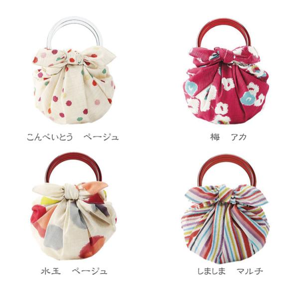 リングが付いてさらにかわいくなった風呂敷バッグです。ちょっとした友達へのプレゼントにも喜ばれる事間違いありません。【付属品】いちごリング【サイズ】約70cm×70cm【材質】綿100％