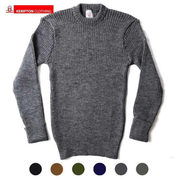 素材：WOOL　100%　　1インチに3つの畝のあるリブ編み素材NATO軍タイプコマンドセーターと同素材です。生産国：イギリス　　　MADE IN ENGLAND仕様：袖付けはセットインスリーブ首周りはクルーネックNATO軍タイプコマンドセ...