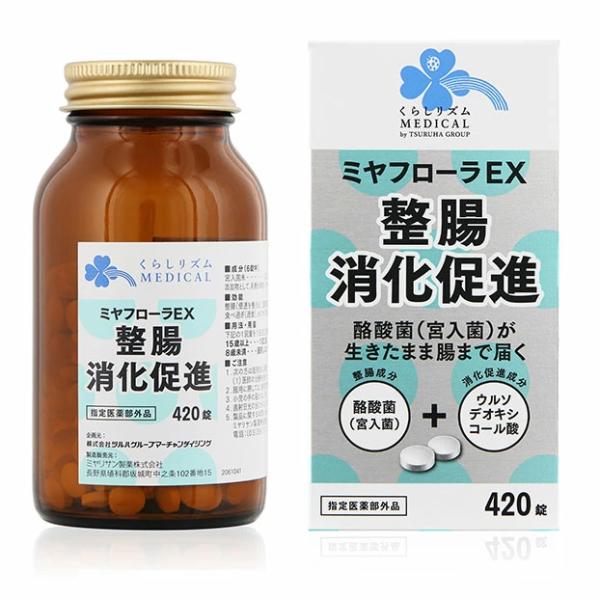 区分：指定医薬部外品<br><br>【商品説明】<br>●ミヤフローラＥＸは、ウルソデオキシコール酸と整腸生菌成分である酪酸菌(宮入菌)を配合した消化整腸薬です。<br><br>●...